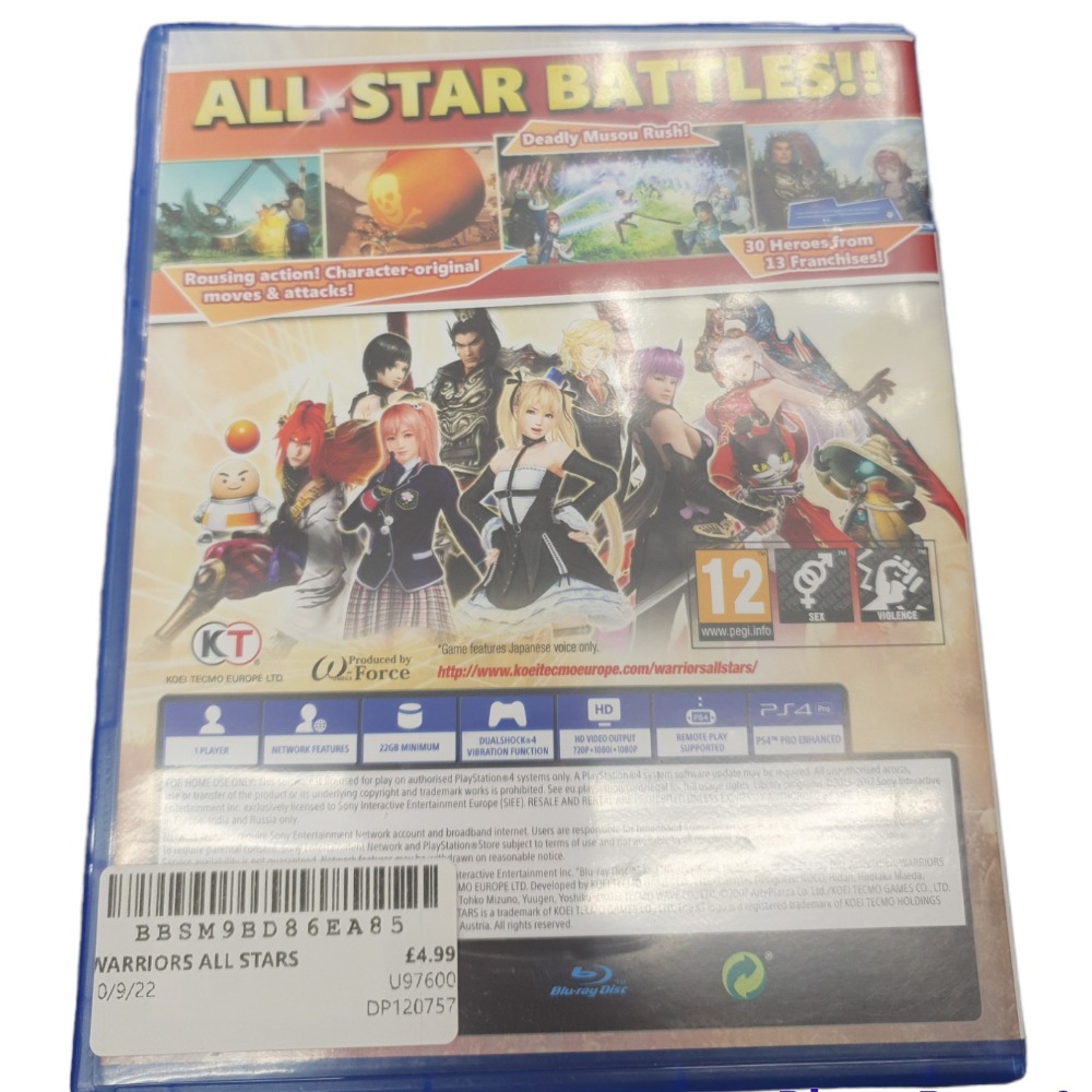 Pre-owned Sony WARRIORS ALL STARS PS4 GAME - Own4Less